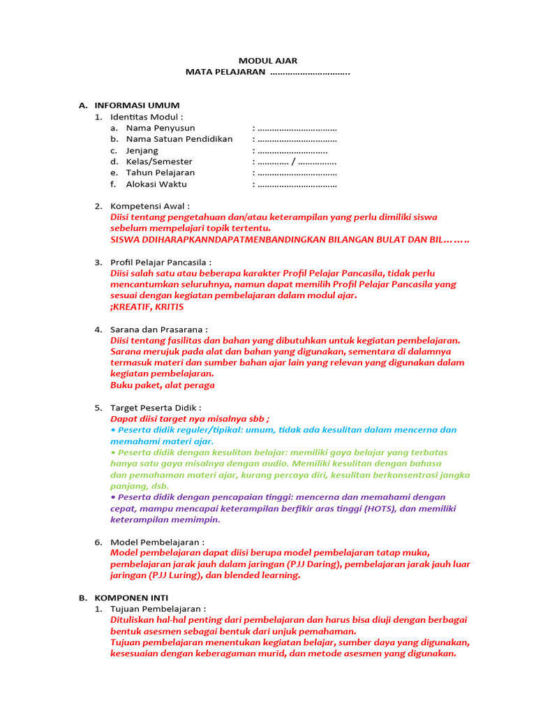 Modul Ajar Format Bu Retno Plus Plus | PDF