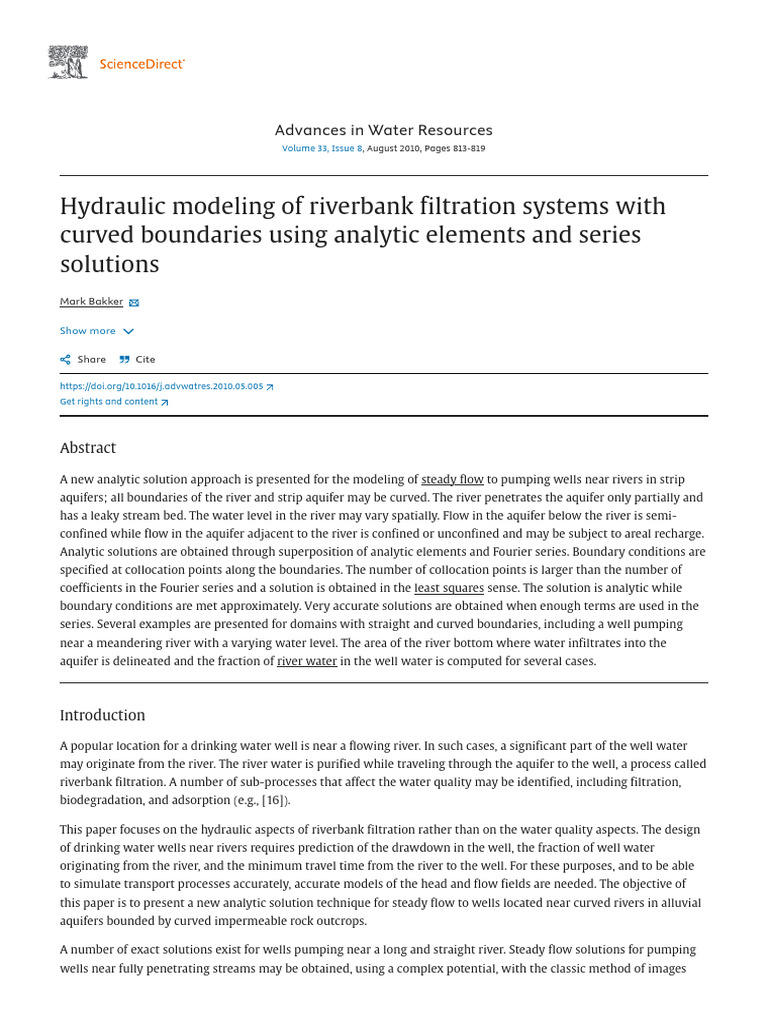Hydraulic Modeling of Riverbank Filtration Systems With Curved Boundaries | PDF | Aquifer ...