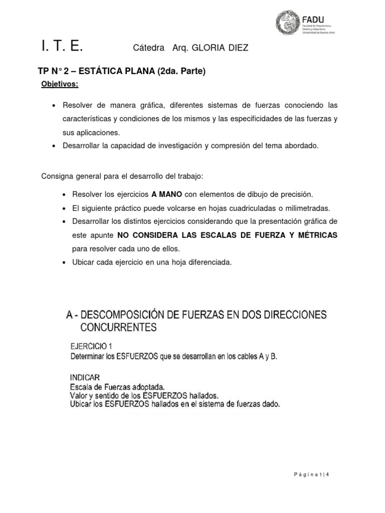 FADU ITE - TRABAJO PRÁCTICO 2 (2DA. PARTE) - ESTÁTICA GRÁFICA (2DO Cuat. 2022) | PDF