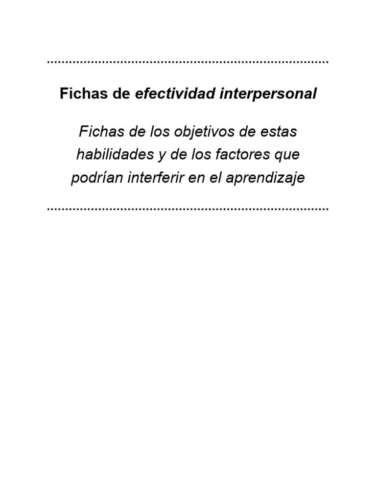 Habilidades de Efectividad Interpersonal | PDF | Pensamiento | Las emociones