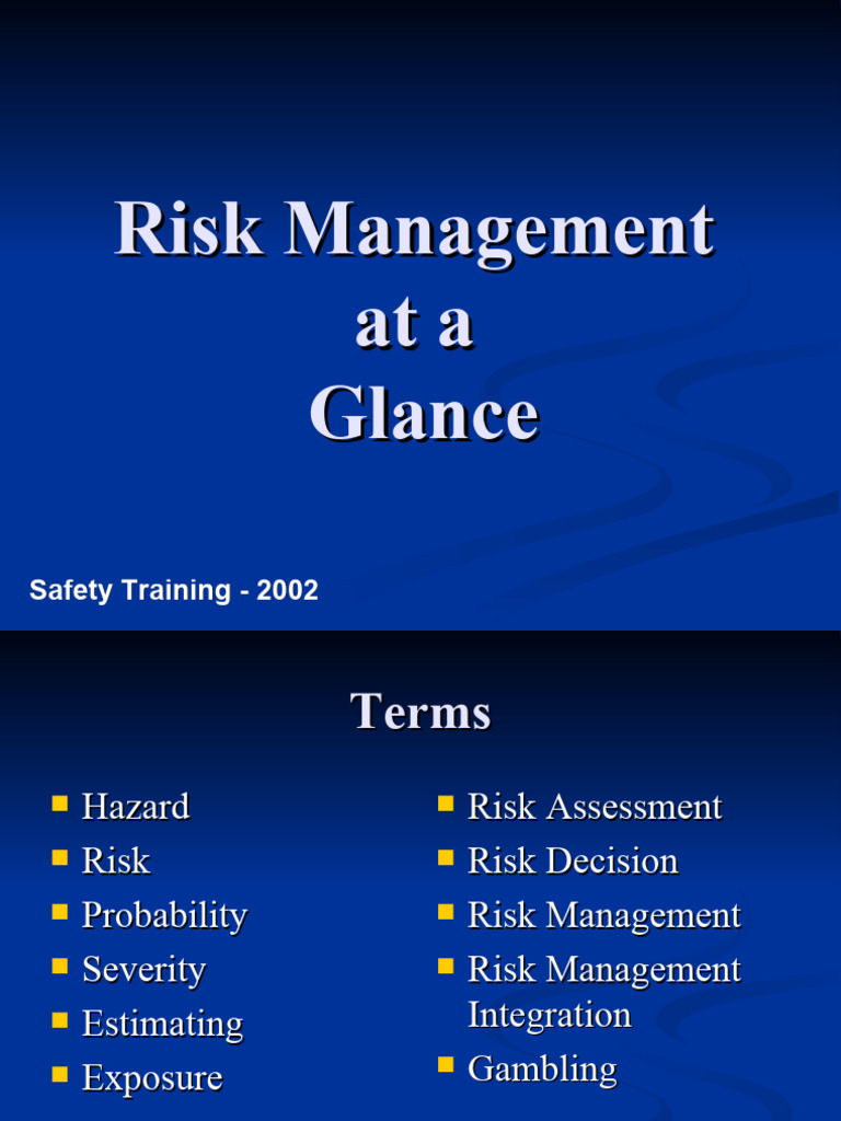 GWH Risk Management at A Glance | PDF | Risk | Occupational Safety And Health