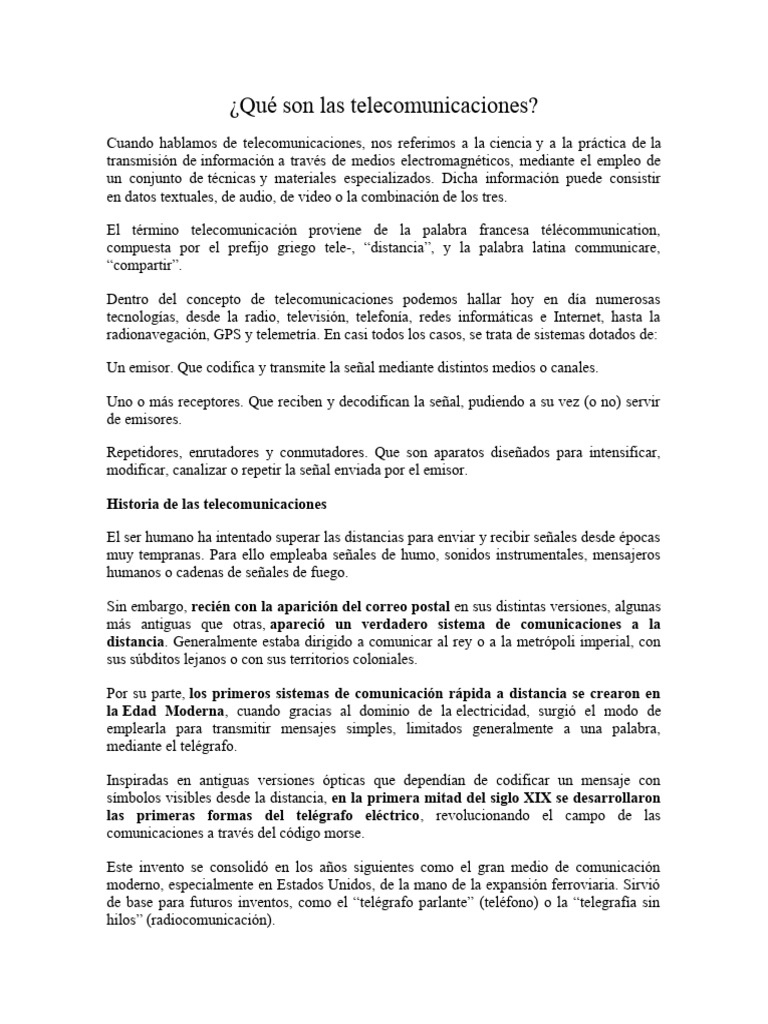 Qué Son Las Telecomunicaciones | Descargar gratis PDF ...