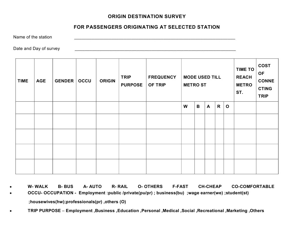 Origin Destination Survey | PDF