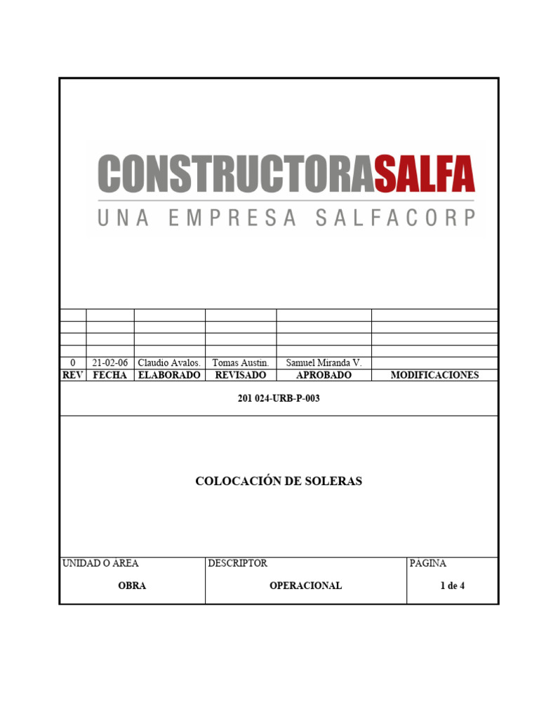 Procedimiento Soleras | PDF | Hogar, jardinería y bricolaje