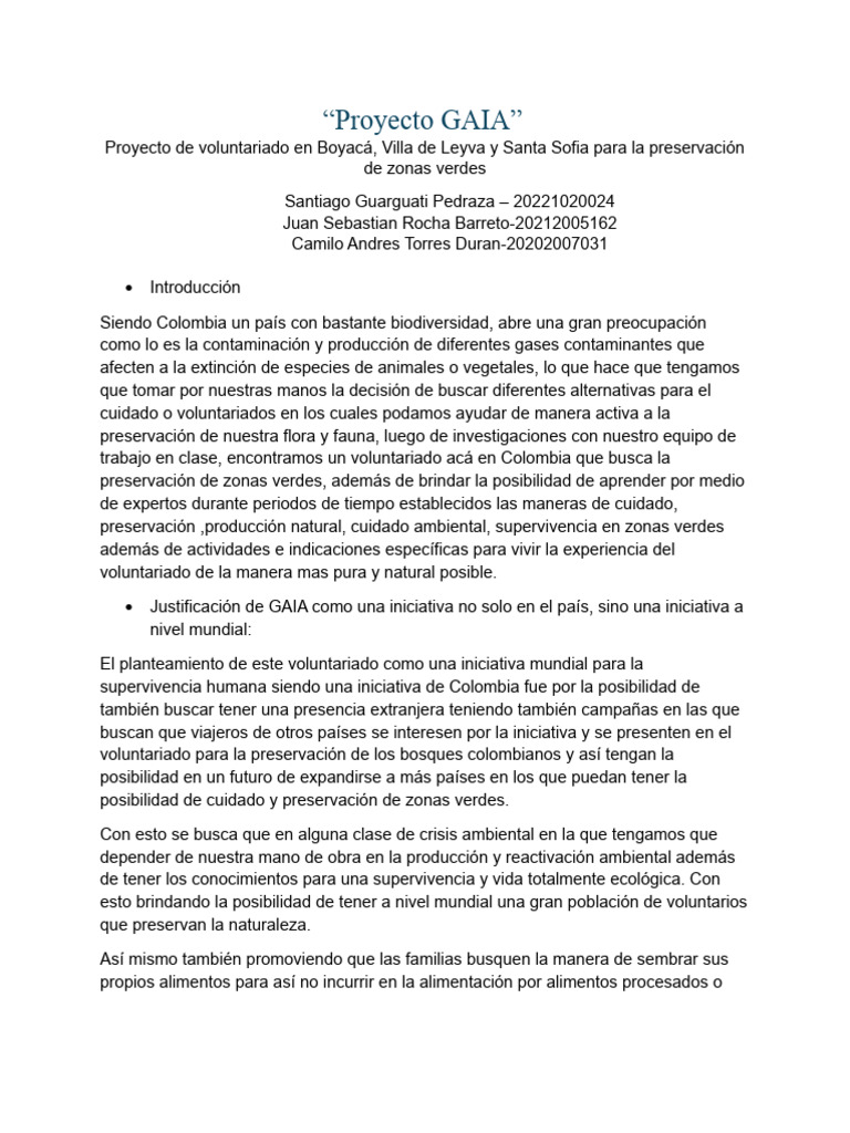 Proyecto GAIA | PDF | Alimentos | Entorno natural