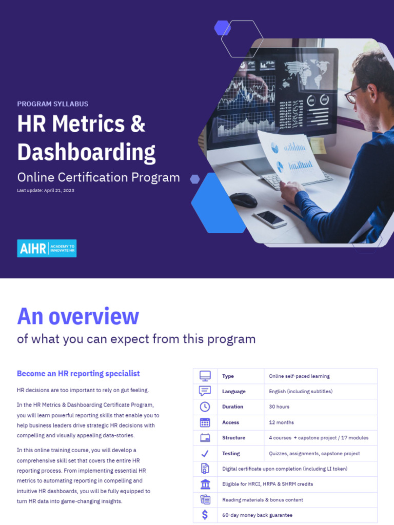 HR Metrics Dashboarding Certificate Program Syllabus AIHR | Download ...