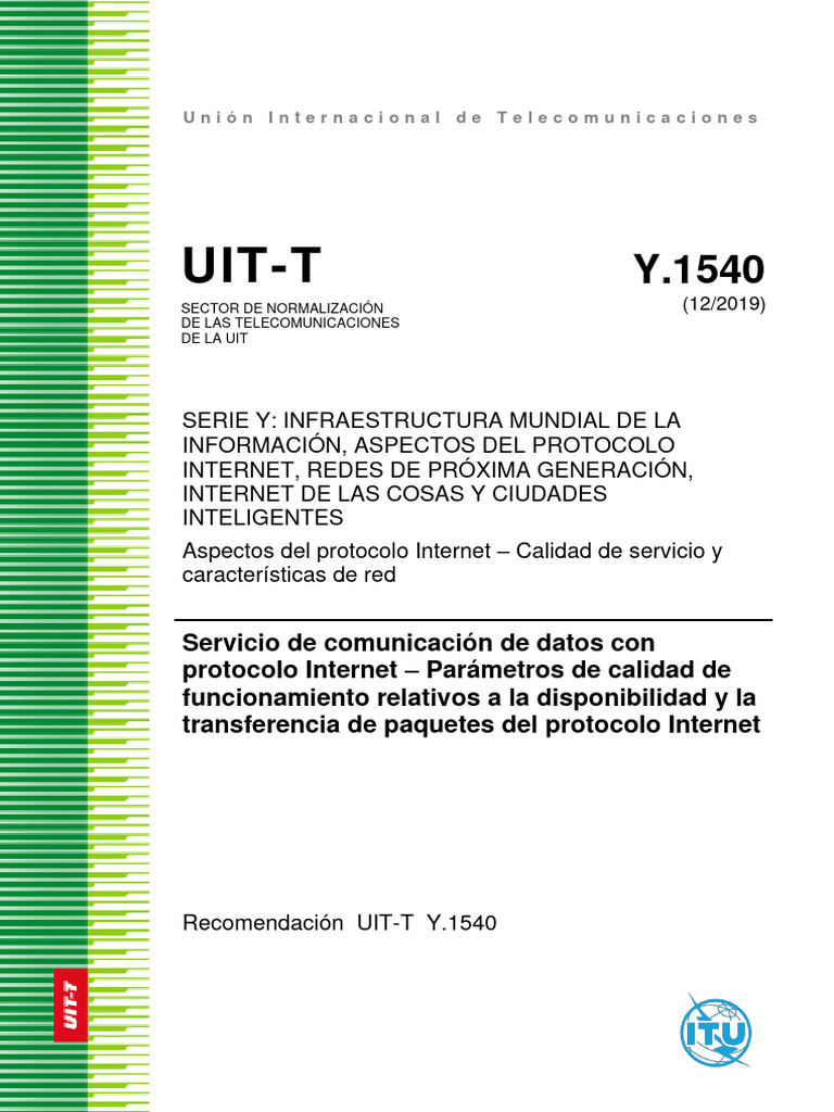 T Rec Y.1540 201912 I!!pdf S | PDF | Protocolos de internet | Calidad de servicio