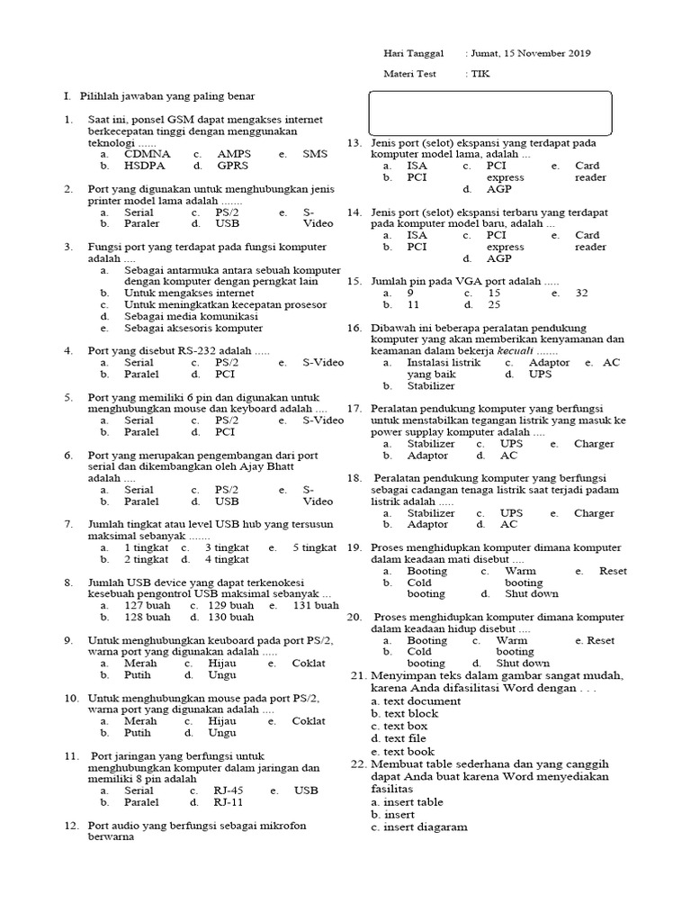 Soal Uas Kelas X | PDF
