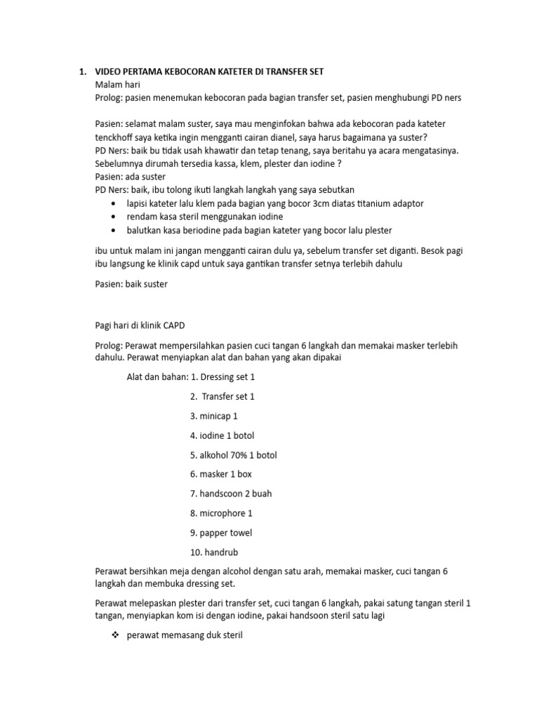 Prosedur Capd Transfer Set | PDF