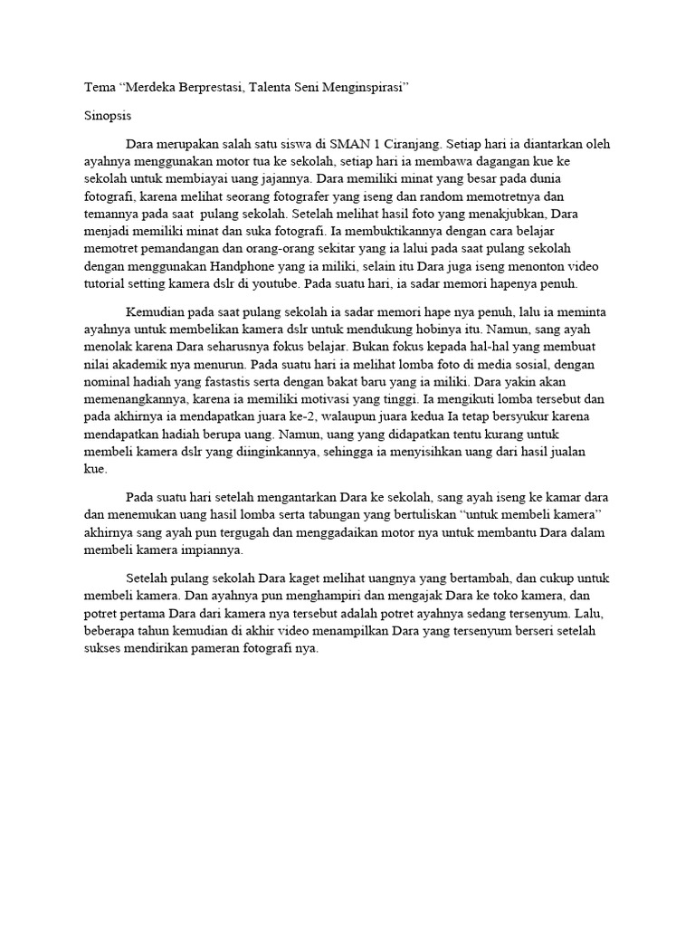 Sinopsis Film Pendek fls2n 2024 | PDF