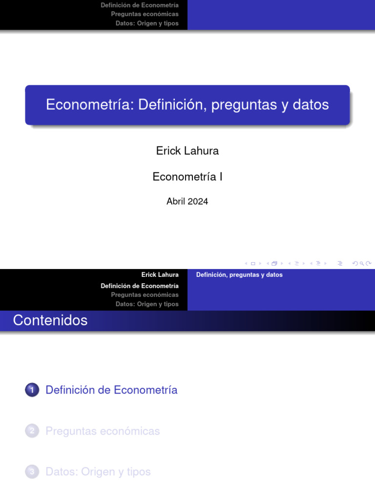 ECONOMETRIA1 Lecture 01 | PDF | Econometría | Estadísticas