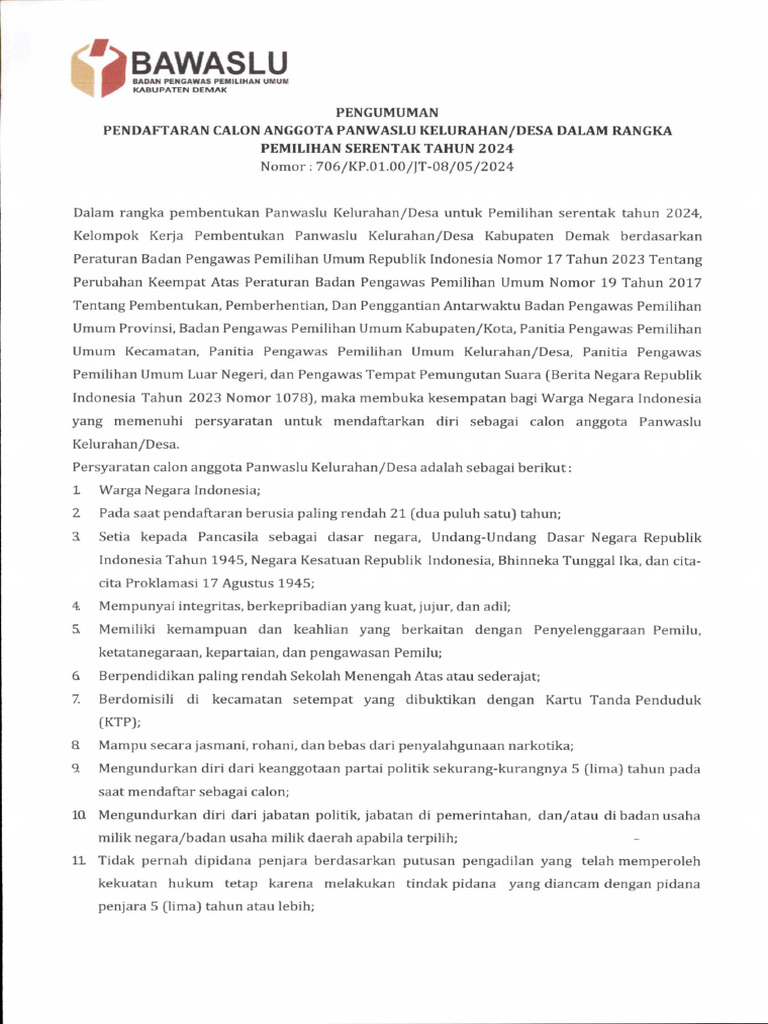 Pengumuman Pendaftaran PKD | PDF