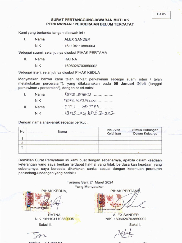 SPTJM Perkawinan | PDF