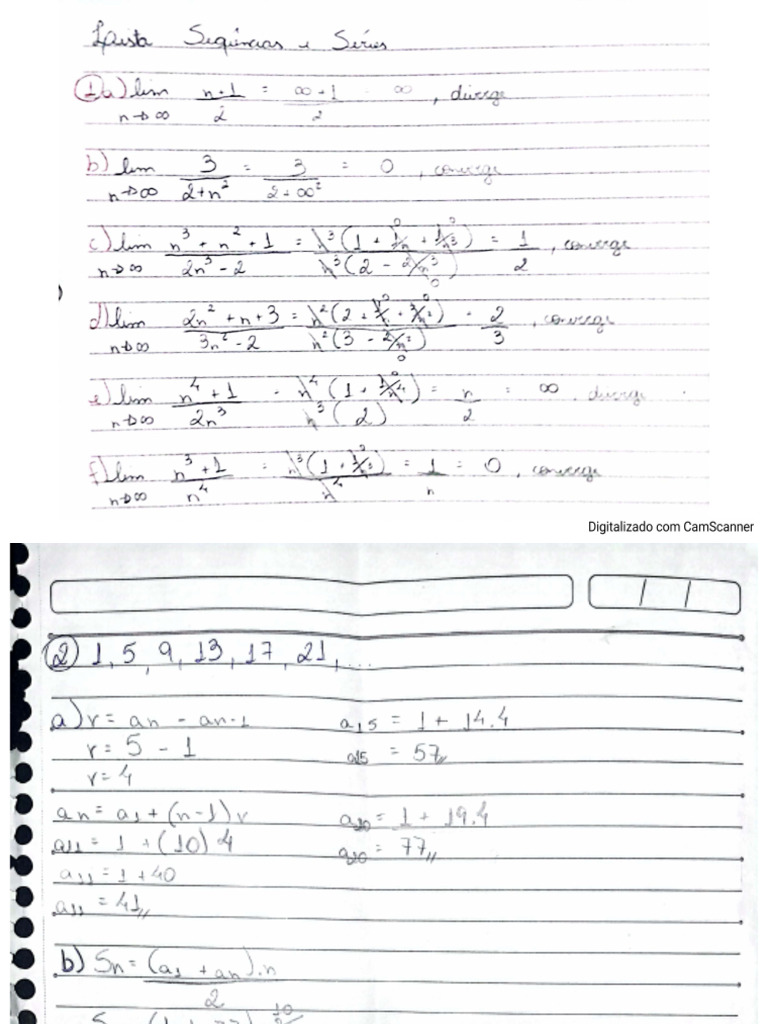 Lista Sequências e Séries | PDF