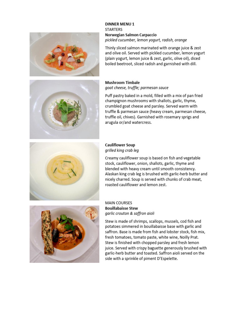 Restaurant menu manual | PDF | Dill | Sauce