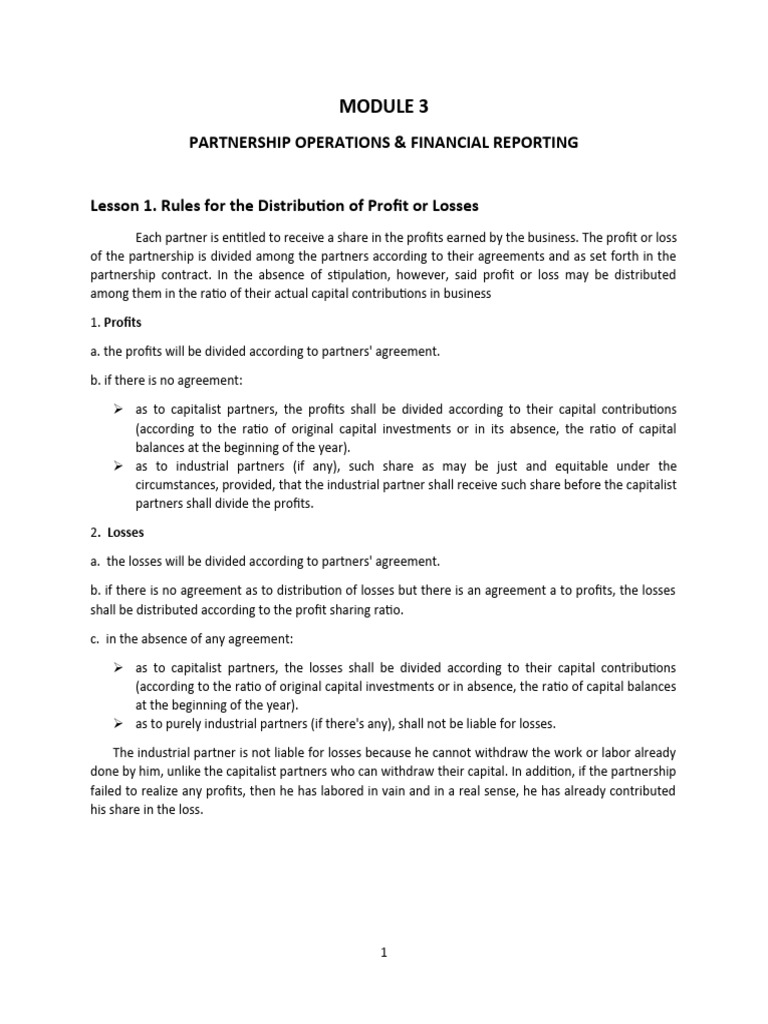 MODULE 3 Partnership and Corp 1 | PDF | Debits And Credits | Partnership