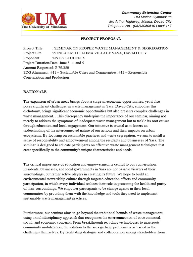 NSTP Project Proposal | Download Free PDF | Waste Management ...