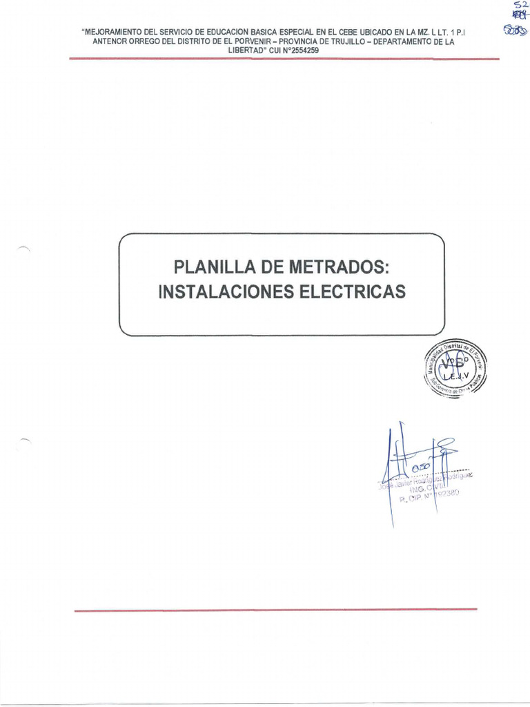Planilla de Metrados Electricas | PDF