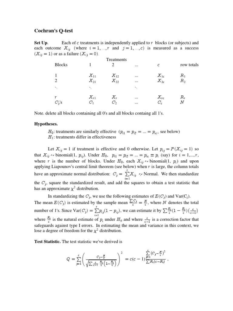 Cochran's Q-Test: Set Up | PDF | Scientific Modeling | Statistical Theory