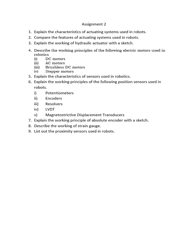 Robotics Actuators and Sensors Guide | PDF | Science & Mathematics ...