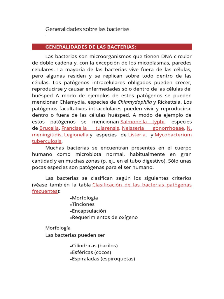 Generalidades de Las Bacterias | PDF | Las bacterias | Resistencia antimicrobiana