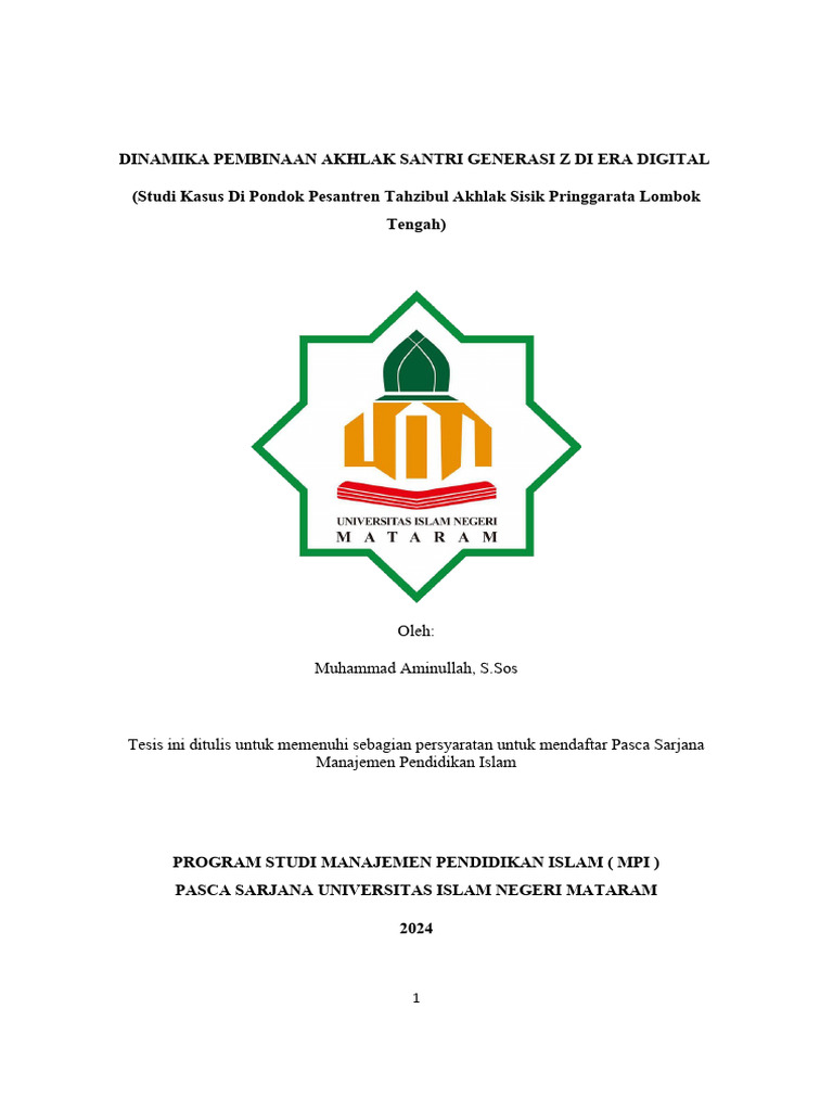 Pembinaan Akhlak Gen Z di Pesantren | PDF | Karier & Perkembangan | Ilmu Sosial