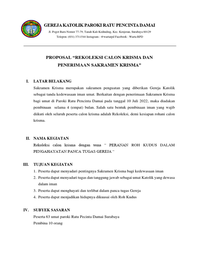 Proposal Penerimaan Krisma | PDF