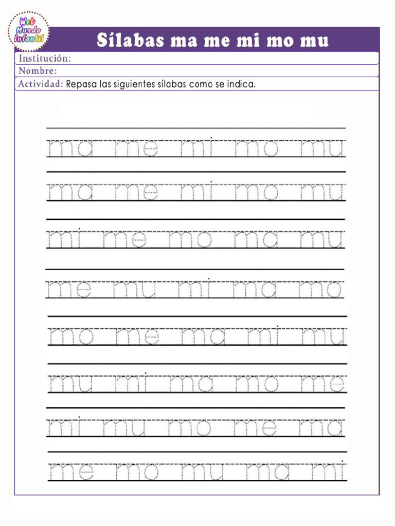 Actividades Con Las Sílabas Ma Me Mi Mo Mu | PDF