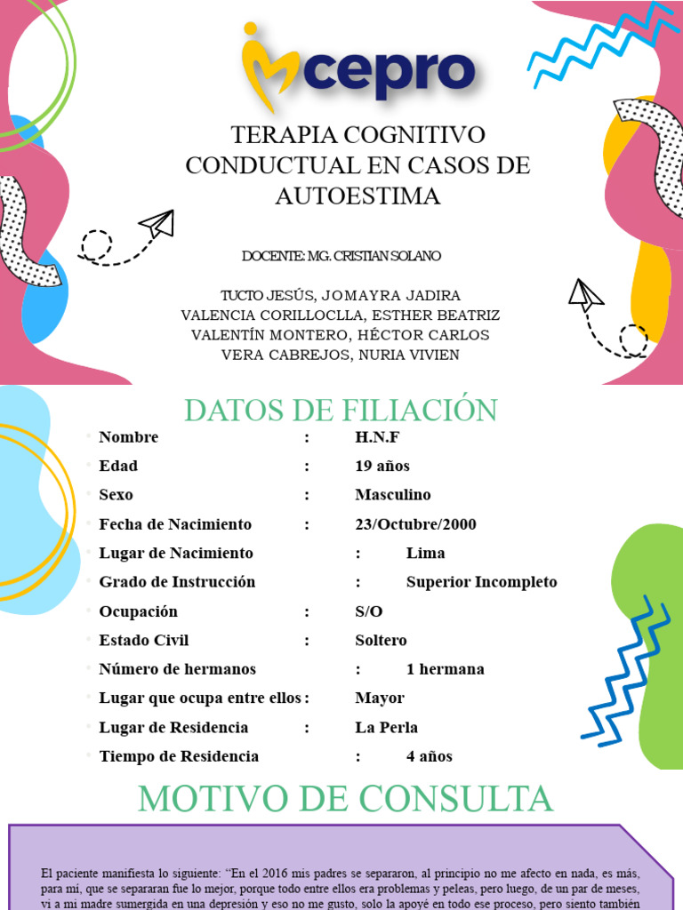 TAREA GRUPAL DE TCC AUTOESTIMA | PDF | Las emociones | Pensamiento