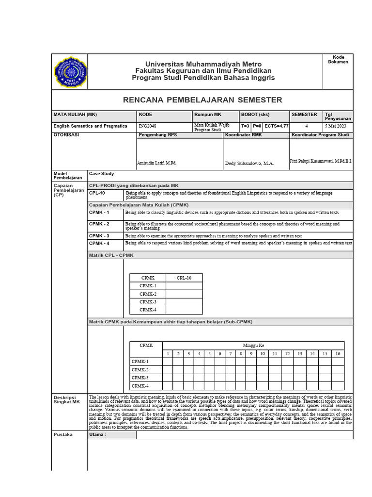 RPS English Semantics and Pragmatics | PDF | Semantics | Language Mechanics