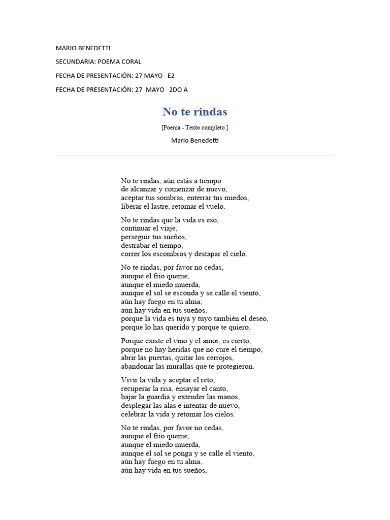 Poema No Te Rindas | PDF