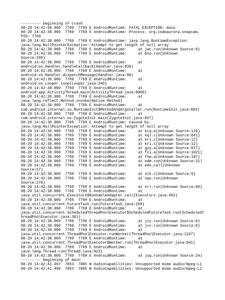 Android Runtime NullPointerException Error | PDF | Operating System Technology | Computer ...