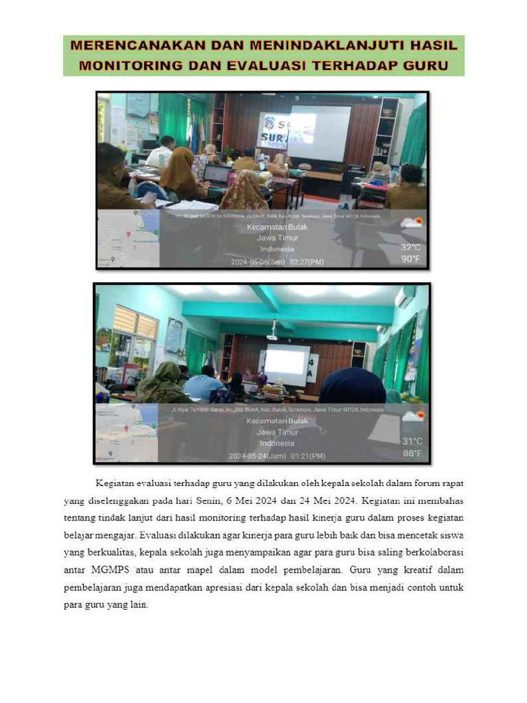 Merencanakan Dan Menindaklanjuti Hasil Monitoring Dan Evaluasi Terhadap Guru | PDF