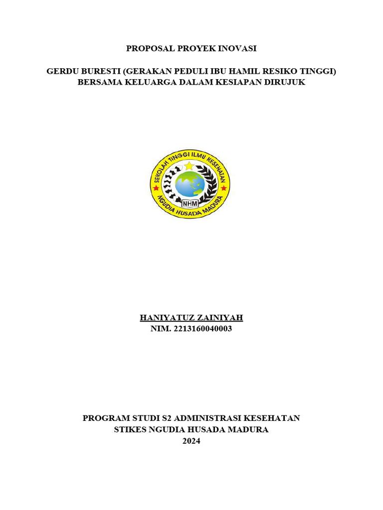 Proposal Proyek Inovasi - Haniyatuz Zainiyah | PDF | Kesehatan Holistik | Sains & Matematika