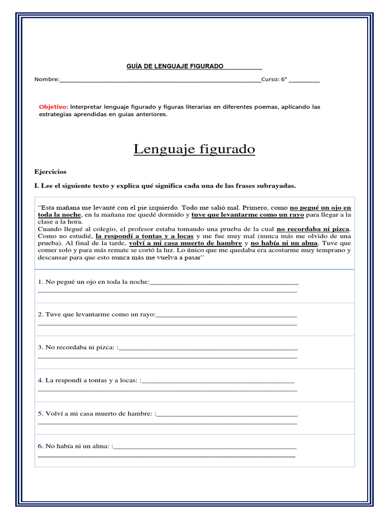Lenguaje Figurativo en Poesía para 6° | PDF