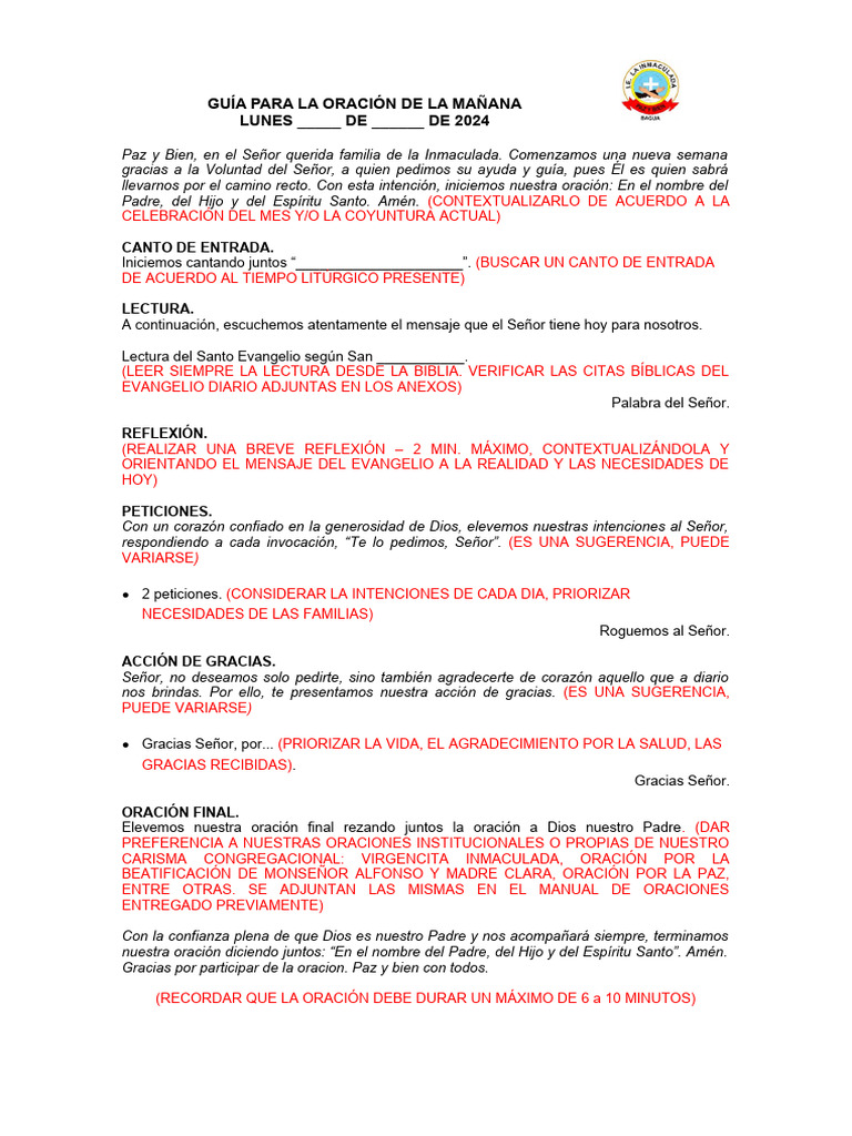 Guia para la oracion de la mañana (1) | PDF | Oración | Creencia religiosa y doctrina