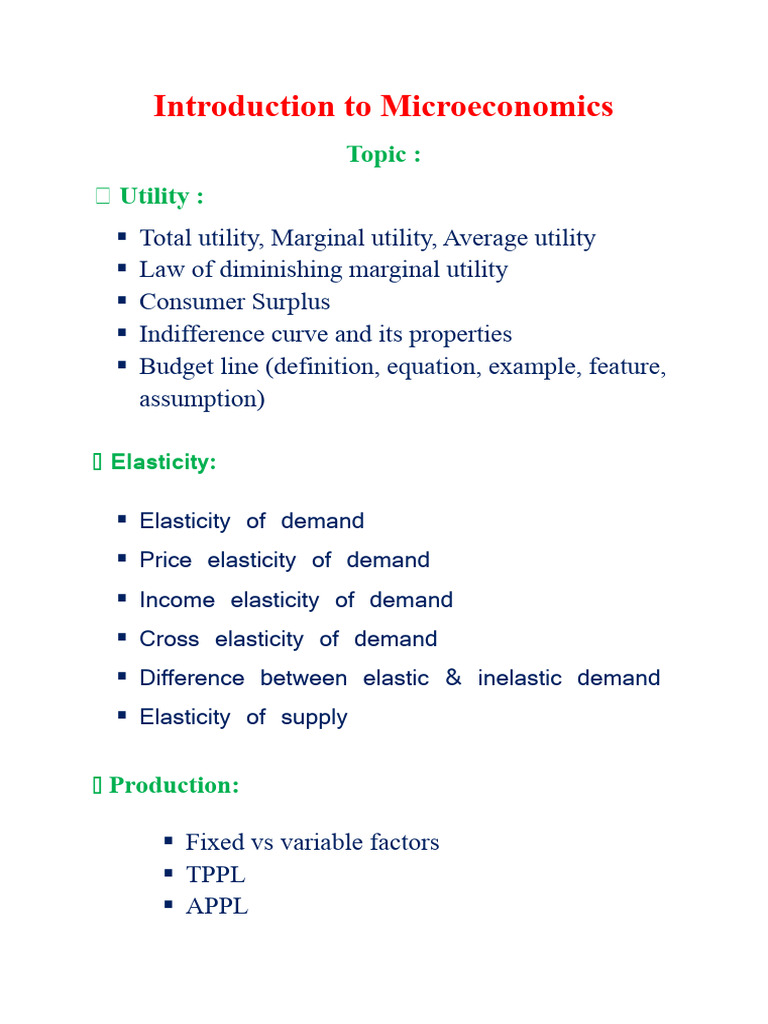 Intro to Microeconomics Basics | PDF
