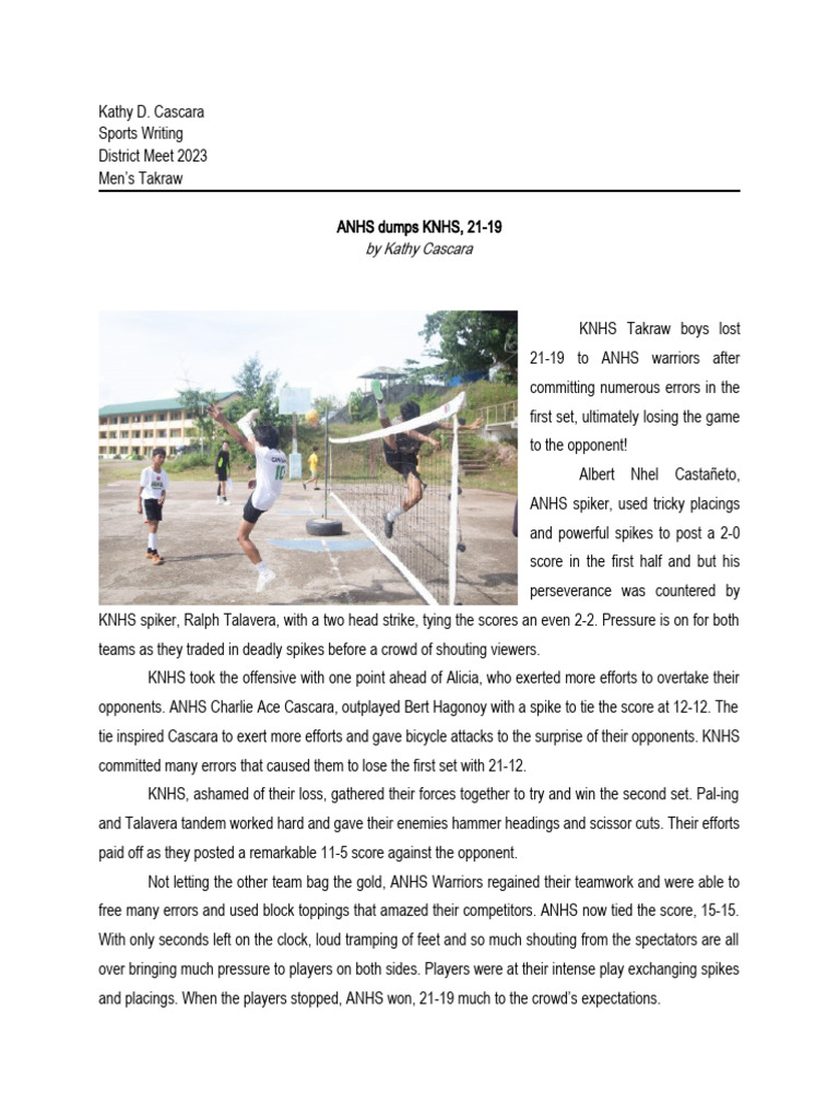 Sample SPORTS-WRITING | PDF