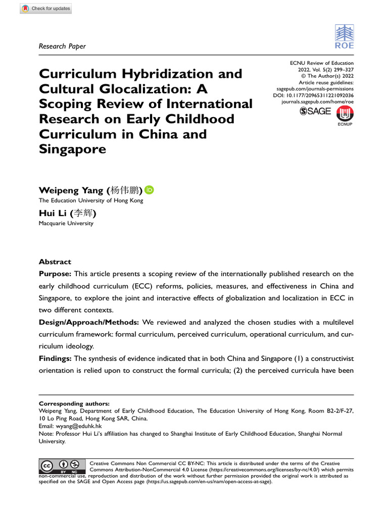 Yang (Yang Wei Peng) Li (Li Hui) 2022 Curriculum Hybridization and ...