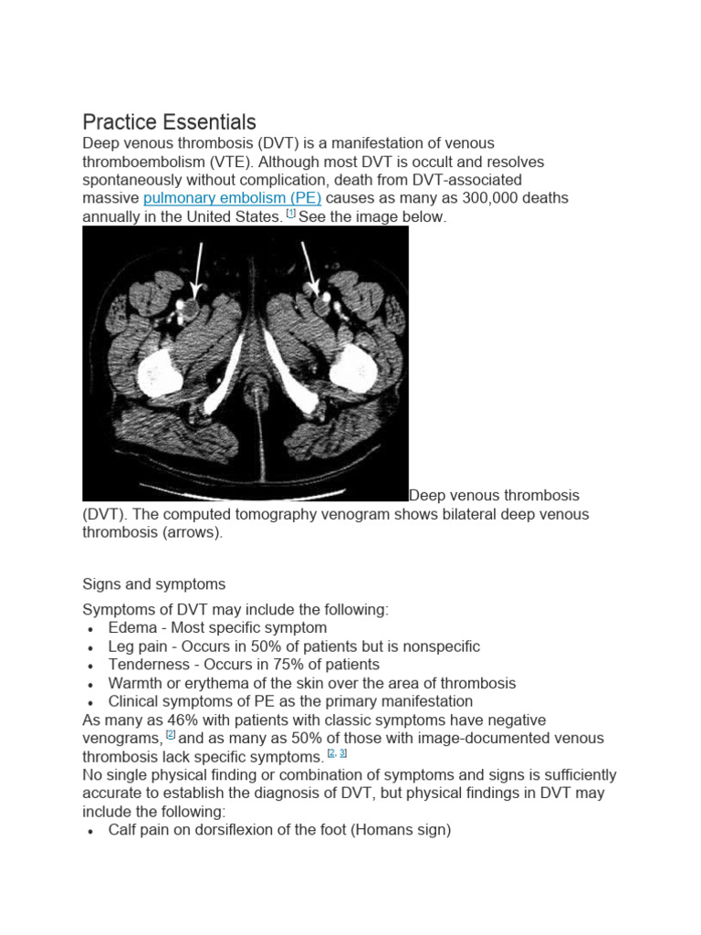 DEEP VEIN THROMBOSIS Practice Essentials | PDF | Vein | Thrombosis