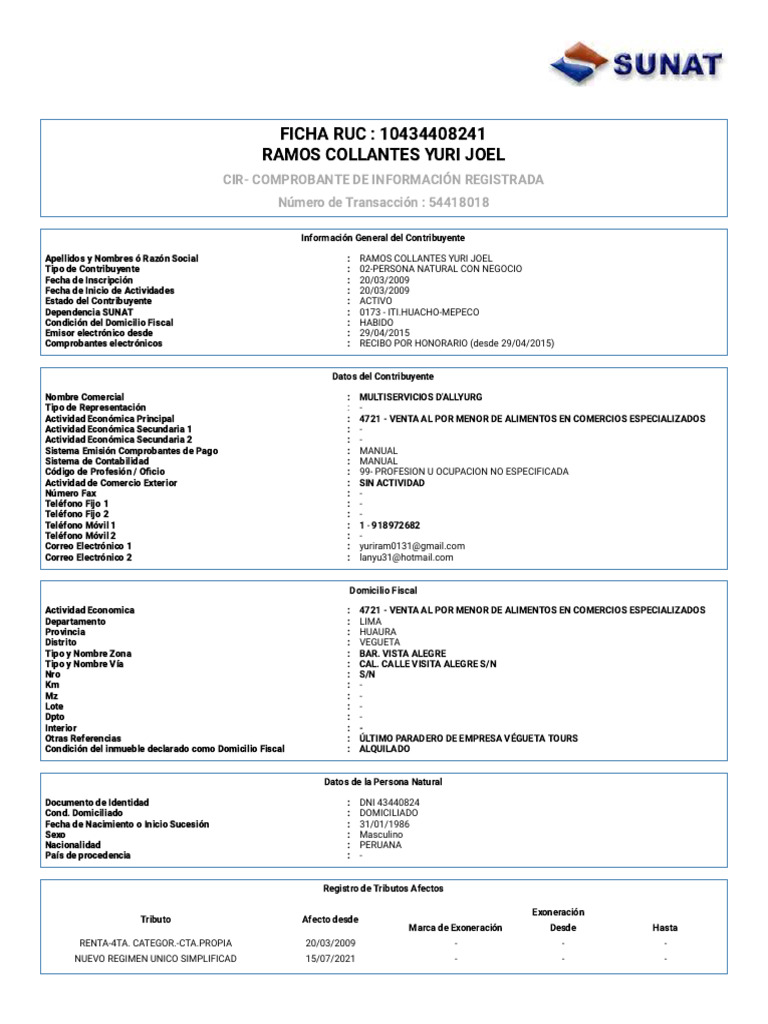 SUNAT - 2024Menú SOL | PDF | Documento de identidad