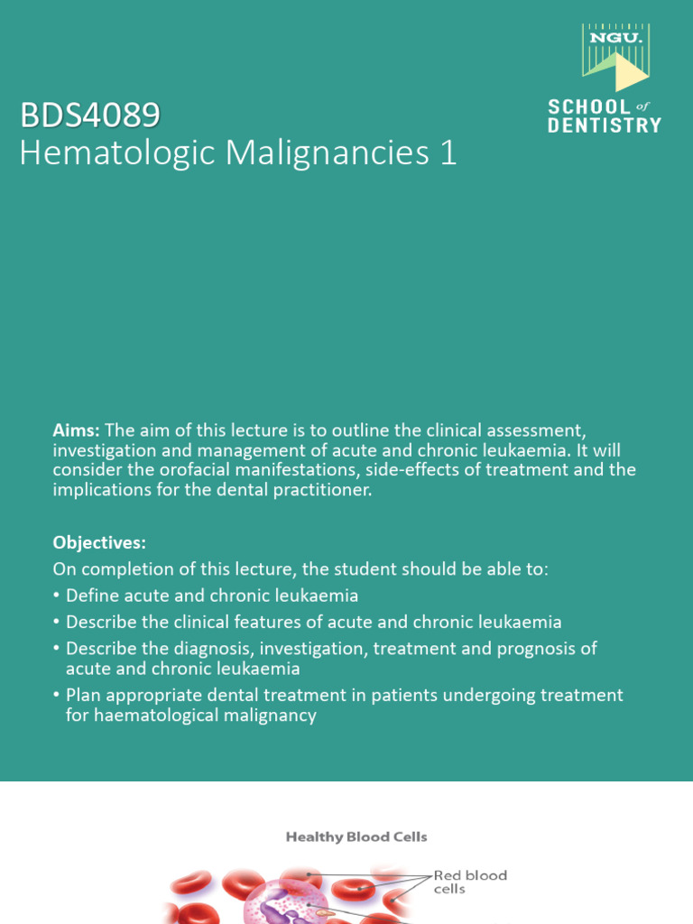 BDS4089 - Haematologic Malignancies 1 | PDF | Leukemia | Haematopoiesis