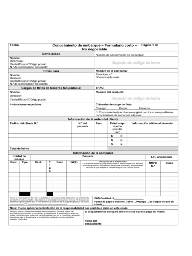 Conocimiento de Embarque | PDF