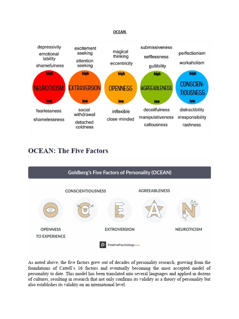 BIG 5 PERSONALITY TRAITS - ocean | PDF | Extraversion And Introversion ...