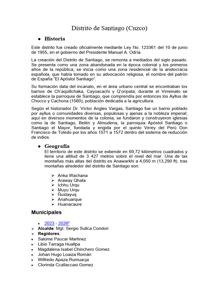 Historia y Geografía del Distrito Santiago | PDF | Ciencias sociales