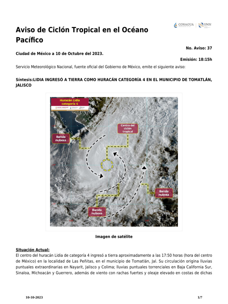 Aviso de Ciclón Tropical en El Océano Pacífico - 5645 | PDF | Ciclones tropicales | Vórtices