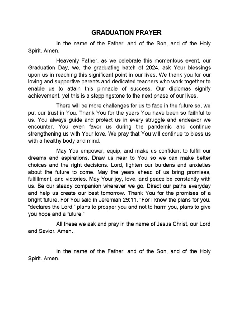 Graduation Prayer | PDF