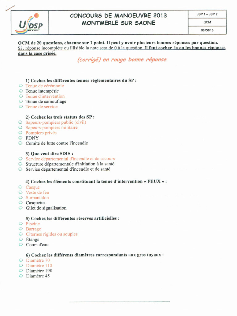 2013 QCM Corrige | PDF