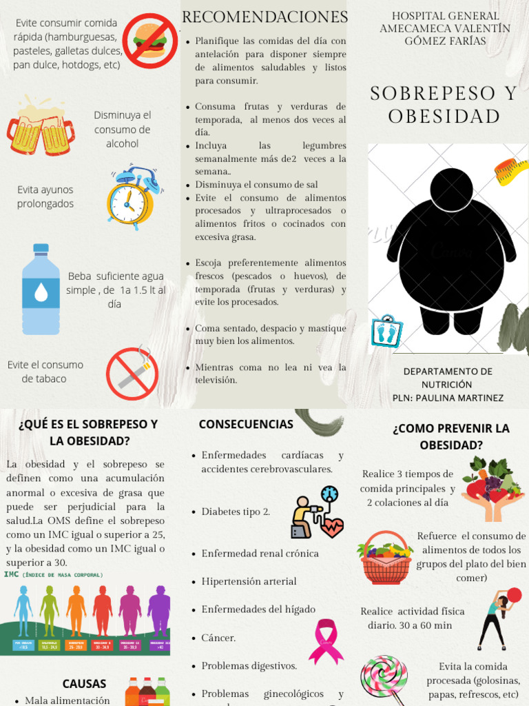Triptico 2 Obesidad | PDF | Obesidad | Alimentos