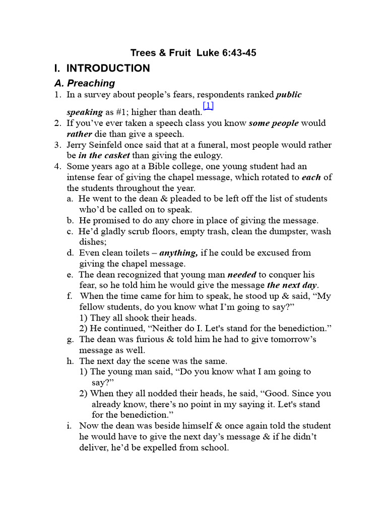 Fruit of the Spirit in Luke 6:43-45 | PDF | Sermon | Disciple ...
